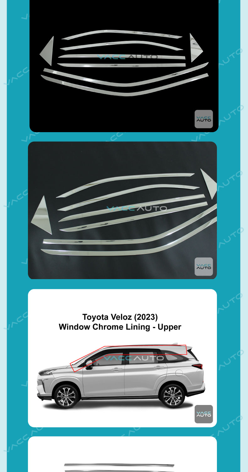 Toyota Veloz W100 W150 2022-2023 Window Chrome Lining Weatherstrip ...
