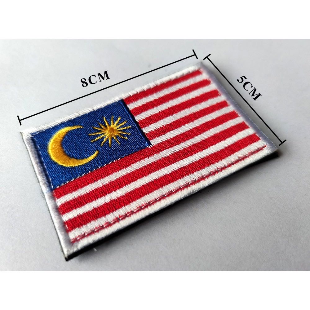 Malaysian Flag Embroidered Patches Skull Tactical Army Military Morale Patch Emblem Malaysia ...