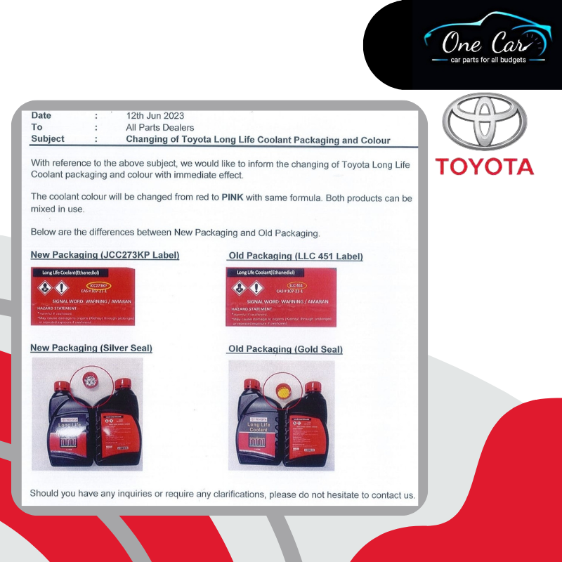 Toyota Genuine Radiator Long Life Coolant (1L) -Red Colour & Pink ...