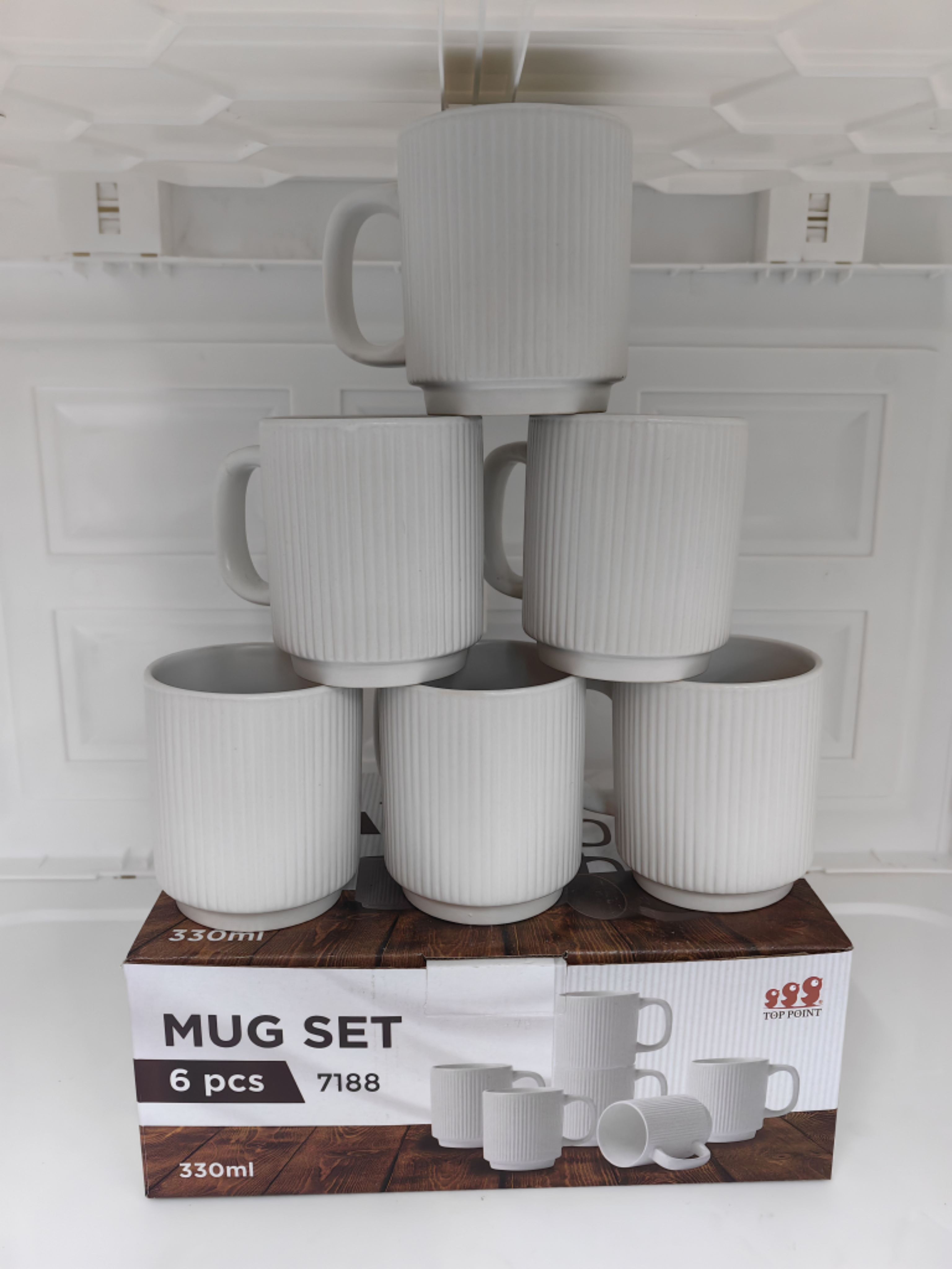 330ml Matte Mug Set 6Pcs in1 Colour Box 时尚瓷耳杯7188 Ceramic Mug 330ml ...