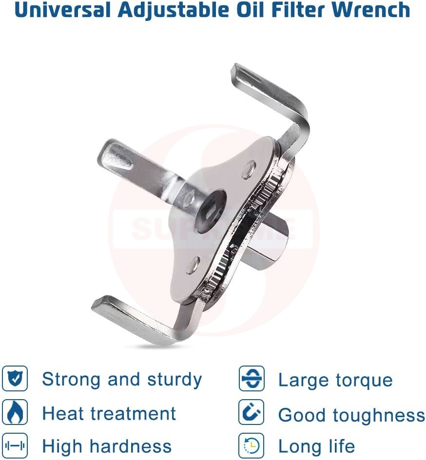S2U 3 Jaw Two Way Adjustable Oil Filter Opener 1/2 Socket Wrench Tool ...