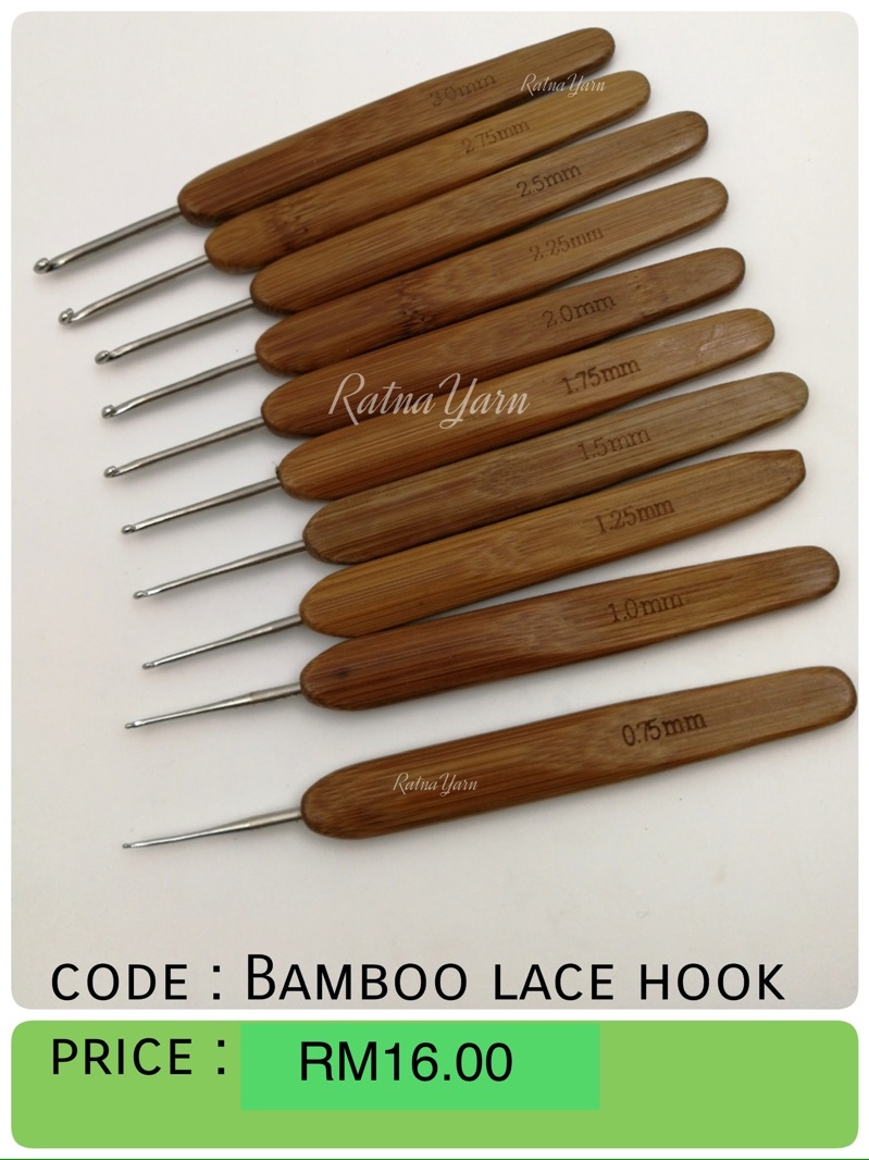 🎀Ready Stock🎀 Bamboo crochet Hook / jarum kait rotan / Set Crochet hook ...