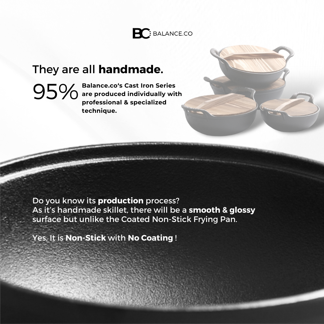 Balance.co Pure Cast Iron Ingot Wok with Wooden Lid Uncoated, Non-Stick ...