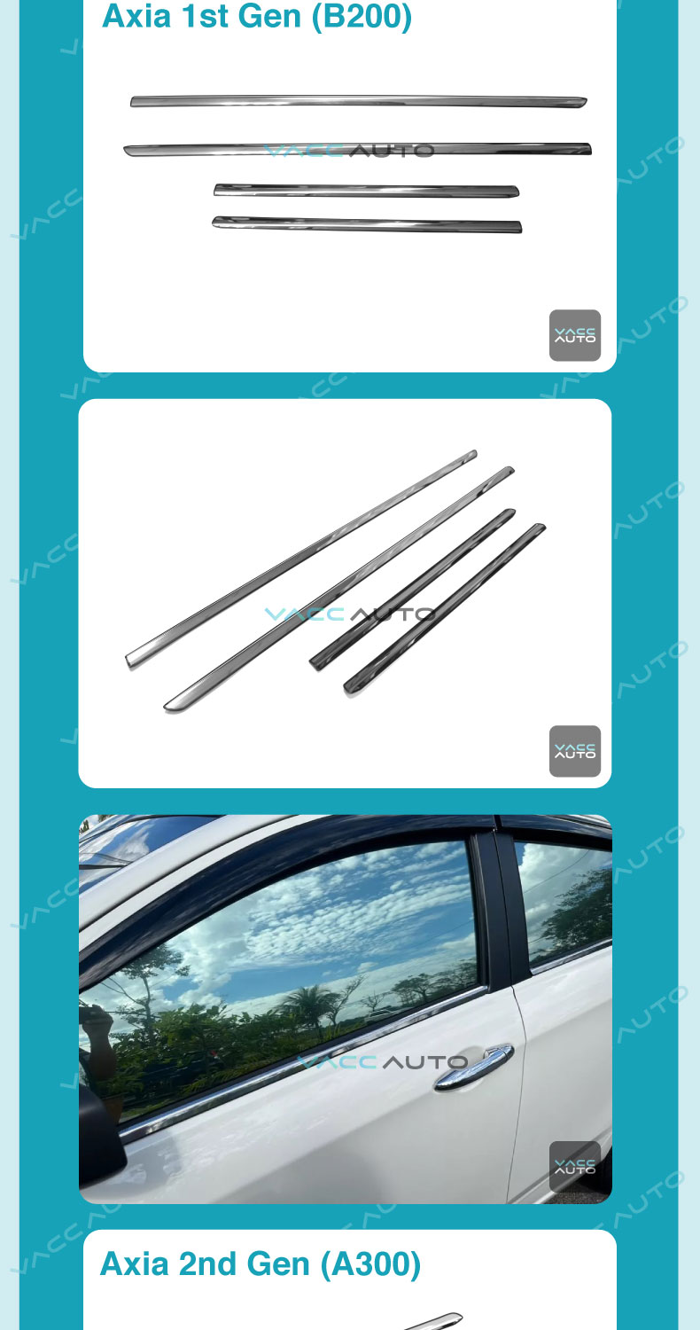 Perodua Axia 1st Gen / Axia 2nd Gen 2014 - 2024 Chrome Lower Window ...