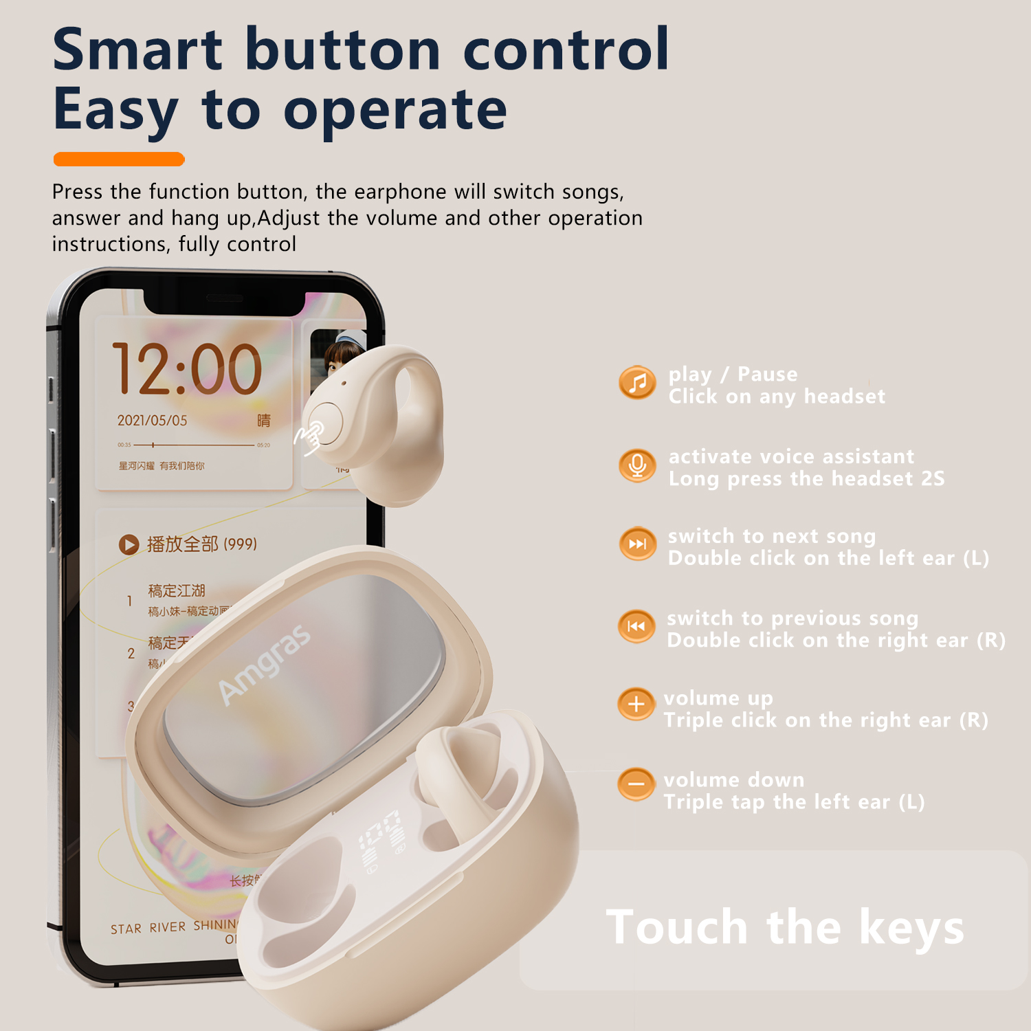 Amgras Spacebuds Ⅱ Pro Bone Conduction Earbuds Earphone Bluetooth ...