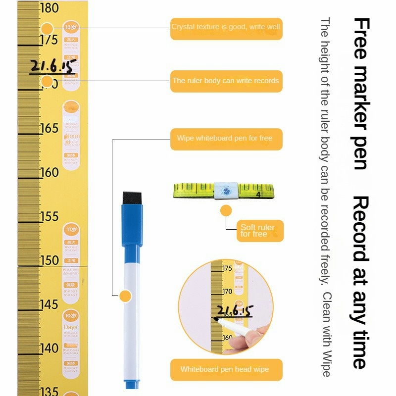 3D Kids Measuring Chart for Wall Removable Adjustable Child's Measuring ...