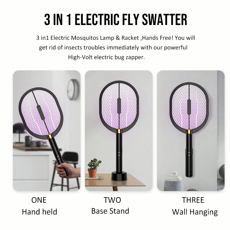 3 in 1 Electric Mosquito Swatter Electric Fly Swatter Inserts Killer ...