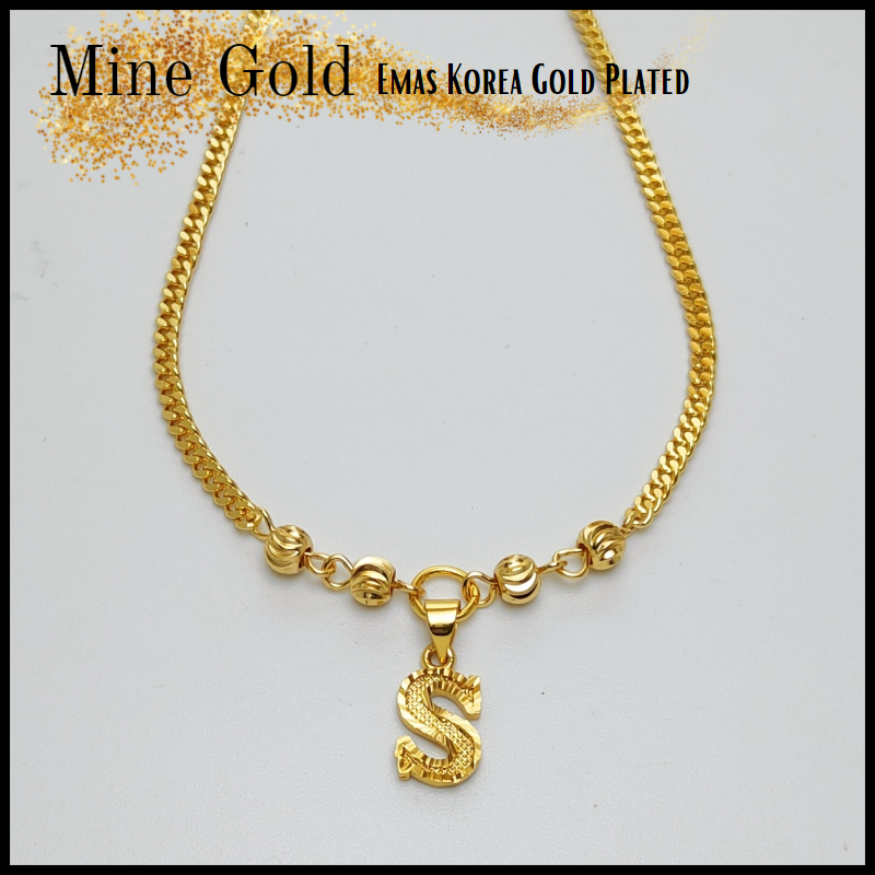 Necklace Rantai Leher Perempuan With Loket Rantai Emas Bangkok Cop 916 Pendant FREE SUBANG ...