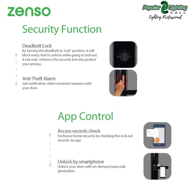 ZENSO Smart Door Lock with Install Smart Digital Lock Doorlock Password ...