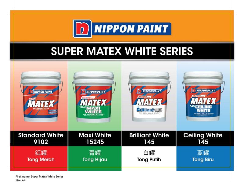 NIPPON PAINT Super Matex 18Liter MaxiWhite / Brilliant White / White/ Black | Shopee Malaysia