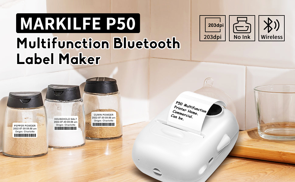 Label Sticker Printer P50 Bluetooth mini portable Barcode tag printing ...