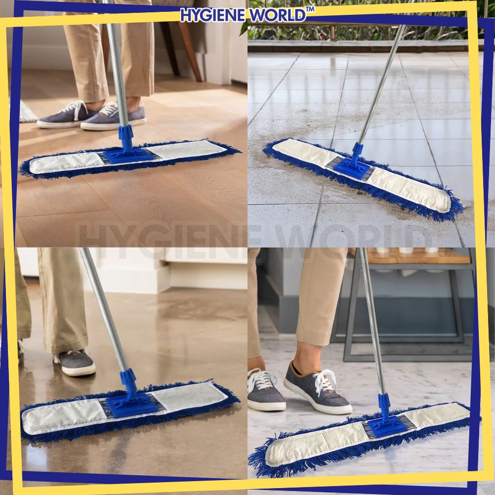 Synthetic Dust Mop Complete 60cm 80cm / Dust Control Mop / Cleaning Floor Flat Mop / Sapu Sampah ...