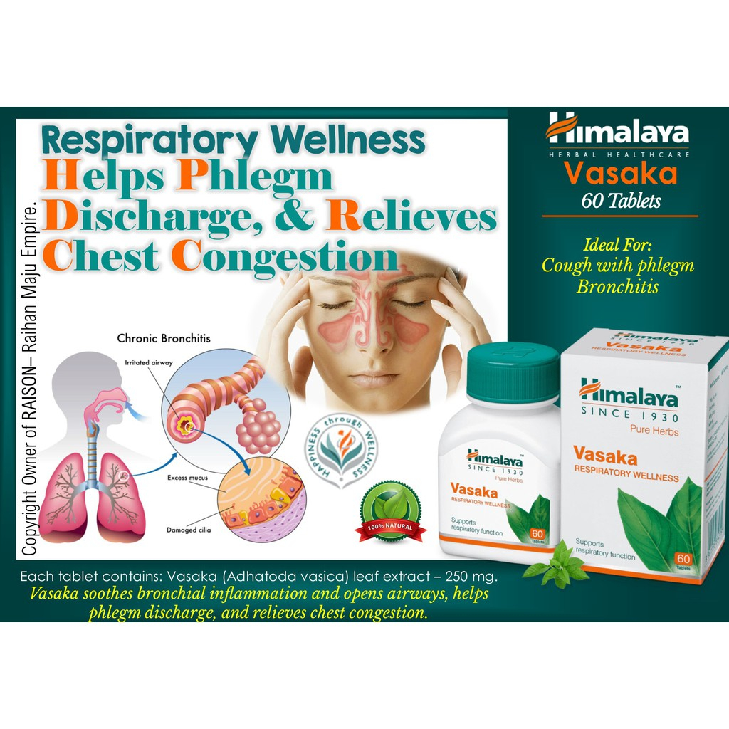 [JUL 2025 HIMALAYA Vasaka Respiratory Wellness 60 Tablets Capsules ...