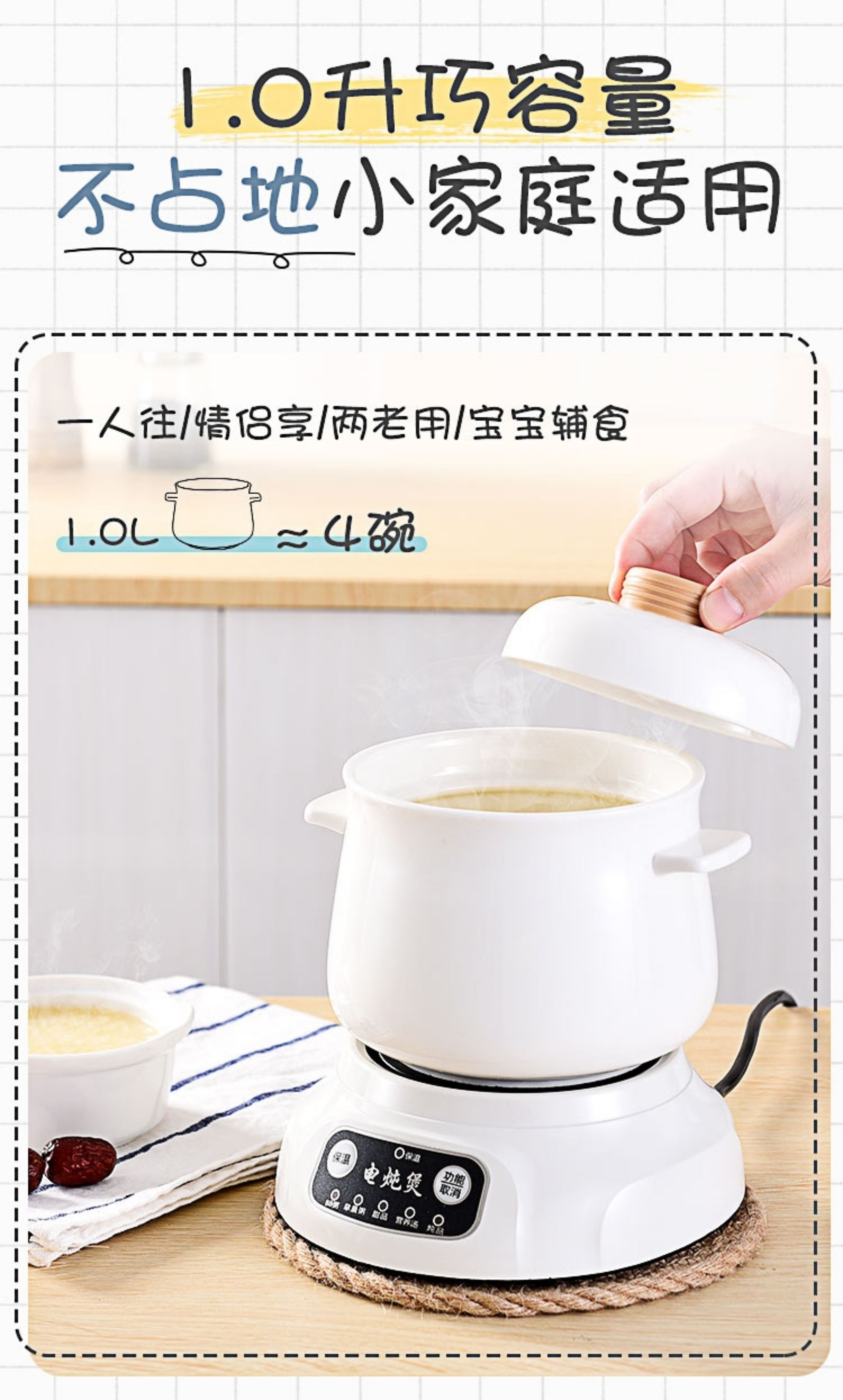 🦁Ready Stock🦁 1000ml Intelligent Health Stew Cup Pot Electric Mini ...