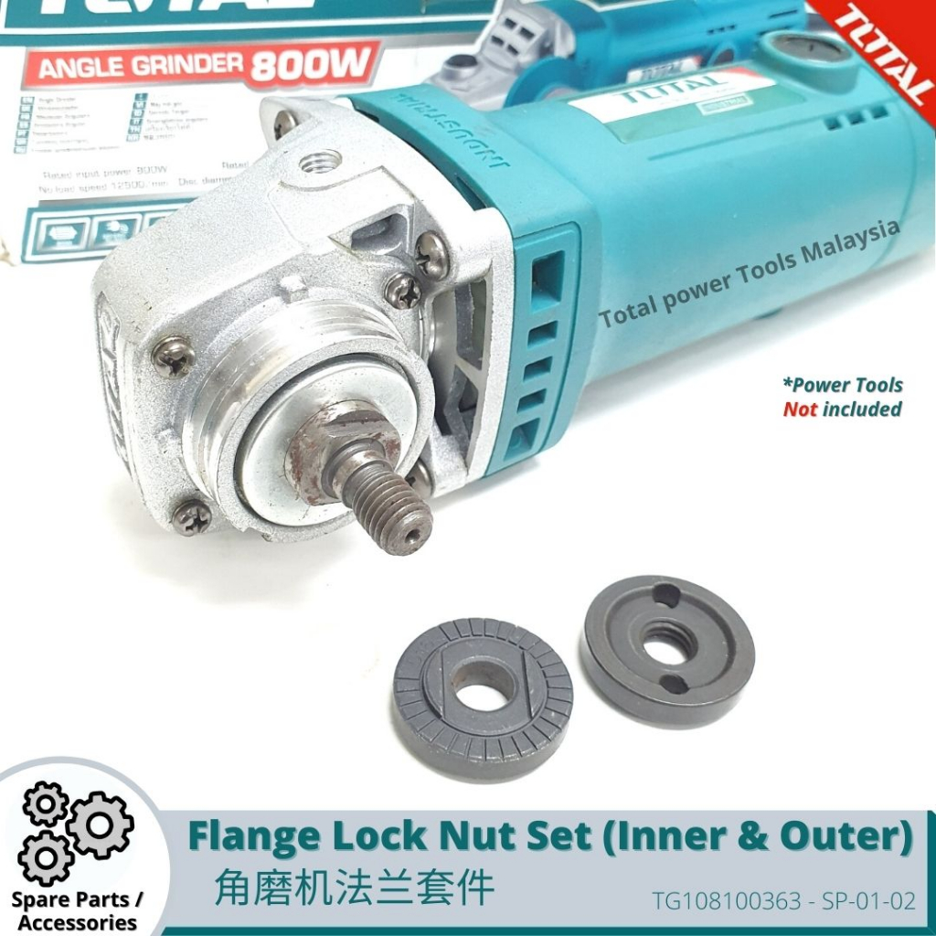 TOTAL 4'' Grinder Flange Kit Lock Nut Set 角磨机法兰套件 M10 For Angle Grinder ...