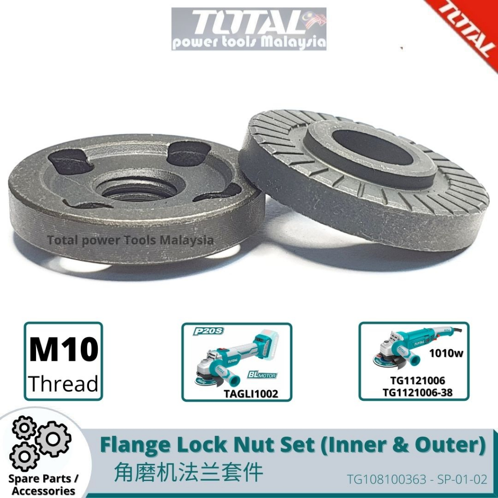 TOTAL 4'' Grinder Flange Kit Lock Nut Set 角磨机法兰套件 M10 For Angle Grinder ...