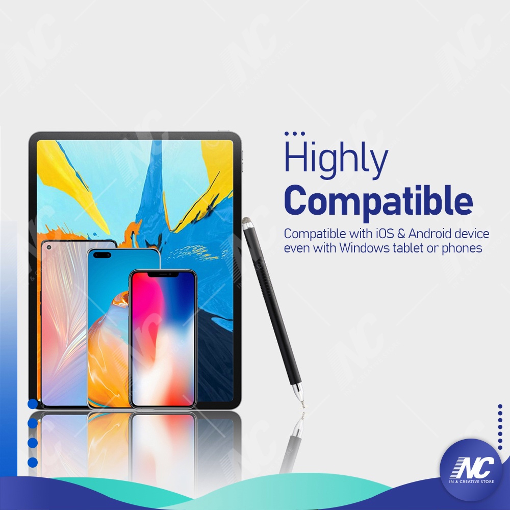 2 in 1 Universal Capacitive Pen Compatibility For iP hone Pen Android ...