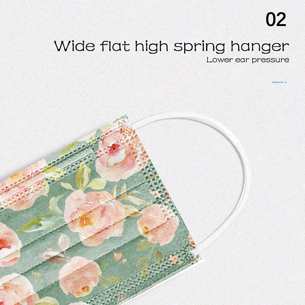 Floral Face Mask Flower Mask Womens Mask Bunga Wanita 10pcs Disosable ...