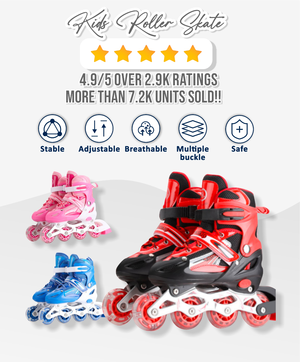 Kasut Roda Budak Roller Skate Kids Kasut Roda Kanak-Kanak Roller Skate ...