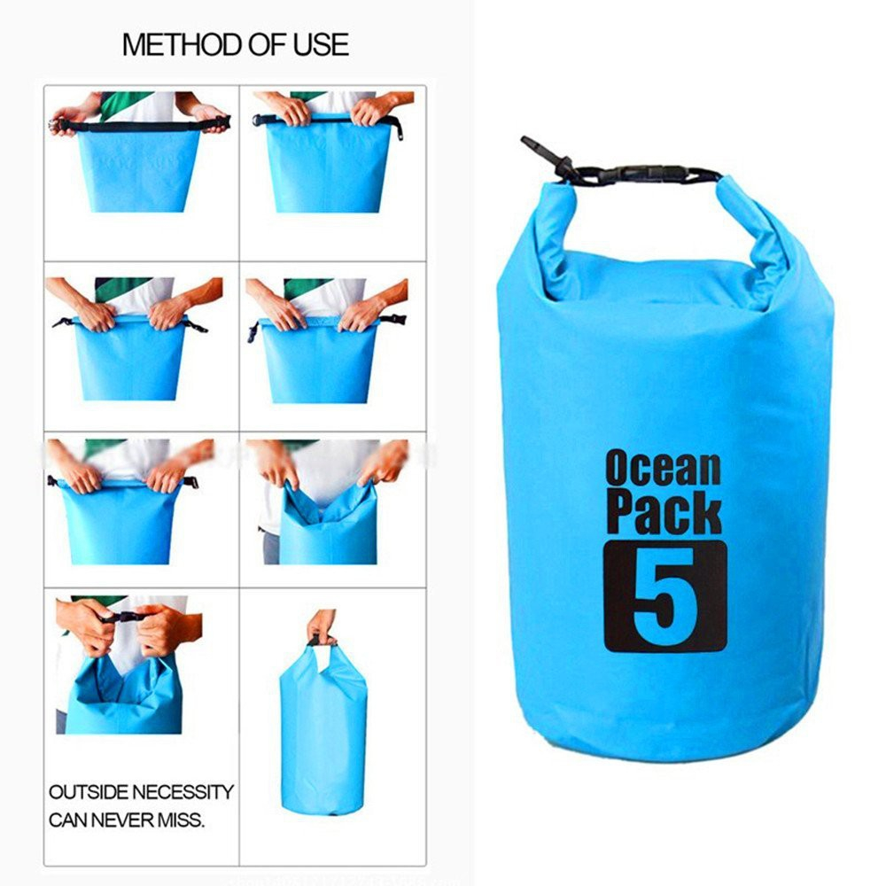 3H [2L/5L/10L/15L/20L] Outdoor Ocean Pack Waterproof Dry Bag Bucket Backpack Swim With Double ...