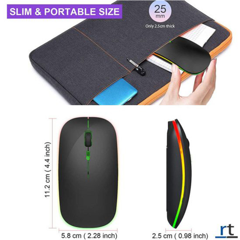 𝗦𝗜𝗟𝗘𝗡𝗧 𝗖𝗟𝗜𝗖𝗞 》Rechargeable 2.4Ghz Wireless LED Mouse Laptop PC Phones ...