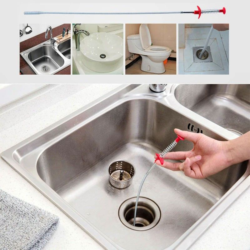 Snake Drain Cleaner Spring Gripper Clog Remover Pipe Pembersih Sinki ...
