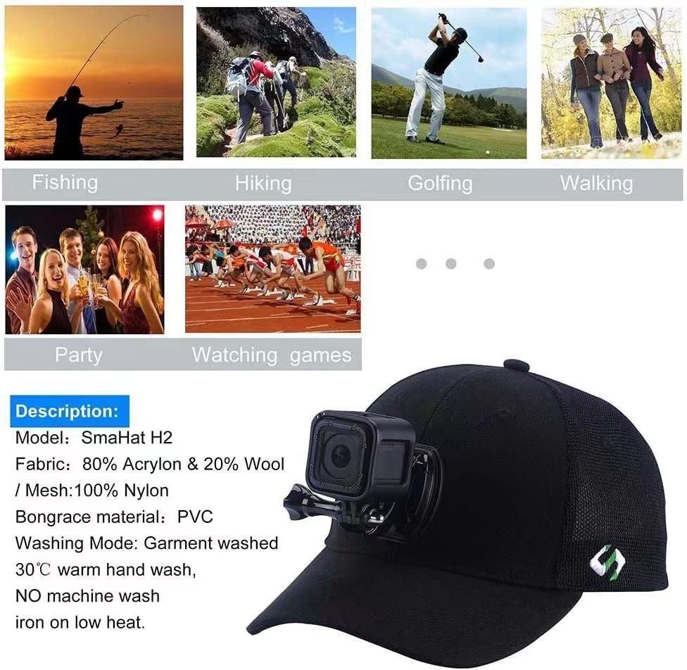 Smatree SmaHat GoPro Cap mount adapter Outdoor Topi Gopro Akaso ...