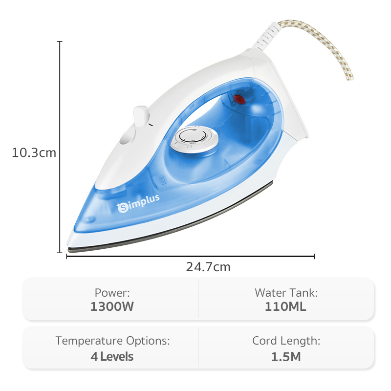 Simplus Iron Steam Garment Steamer Iron Non Stick Soleplate 1300W Power ...