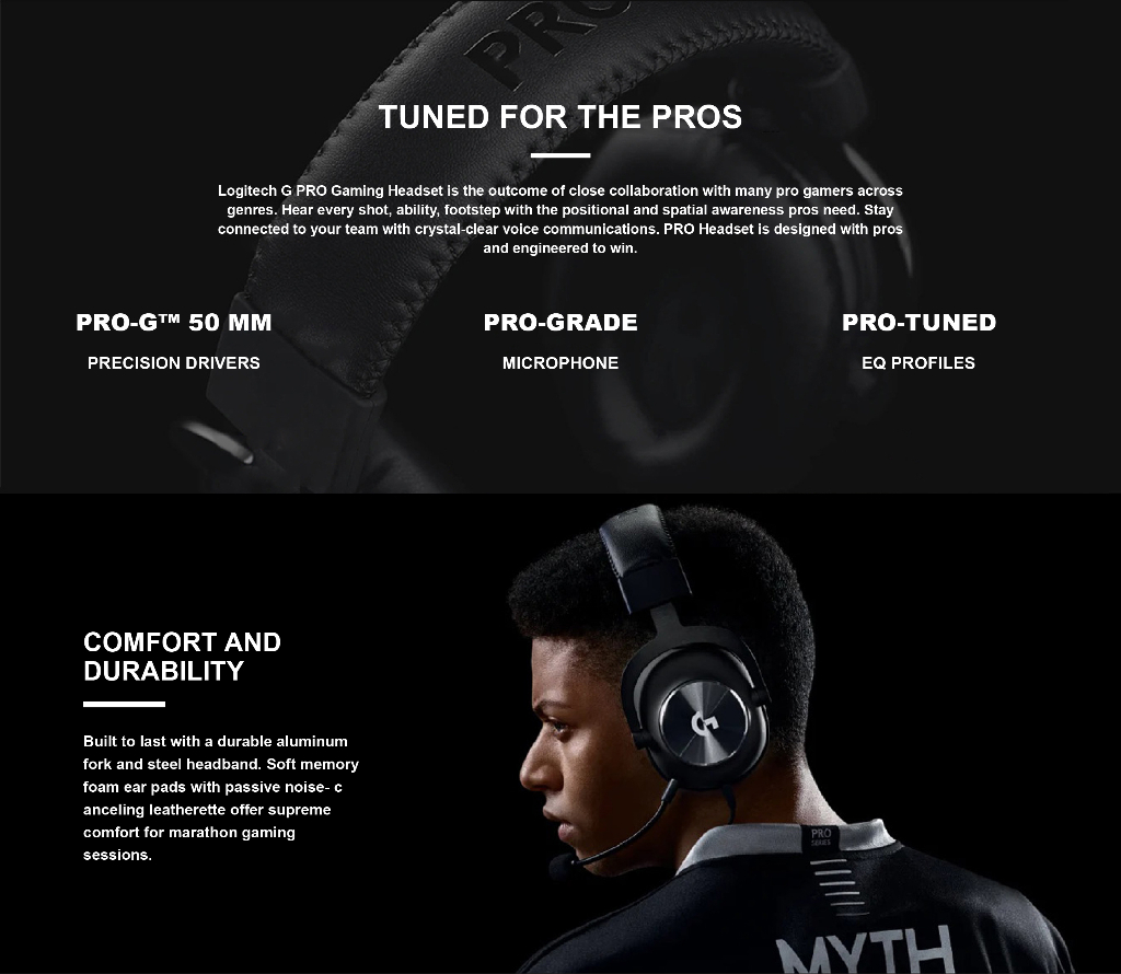 LOGITECH G PRO Hypersonic Wired Gaming Headset with PRO-G 50 MM Drivers ...