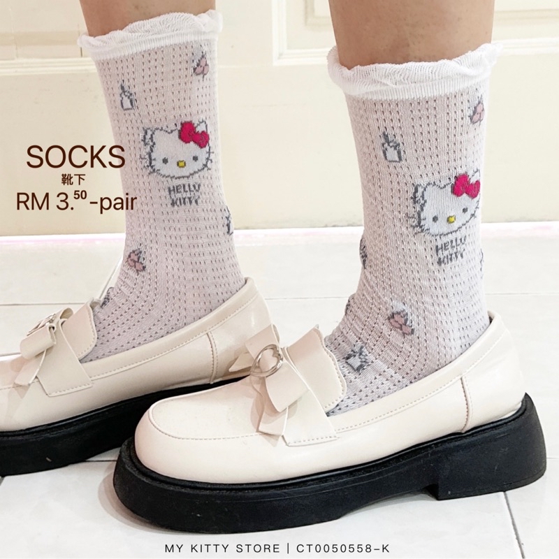 Cute Hello Kitty Mid Tube Socks Cotton Breathable Crew Socks Ins Viral ...