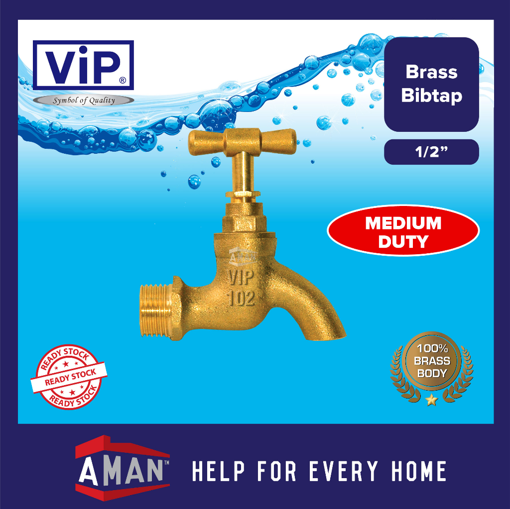 ViP 1/2" Brass Bibtap Bib Tap Brass Bibcock Bib Cock 100% Brass Body ...