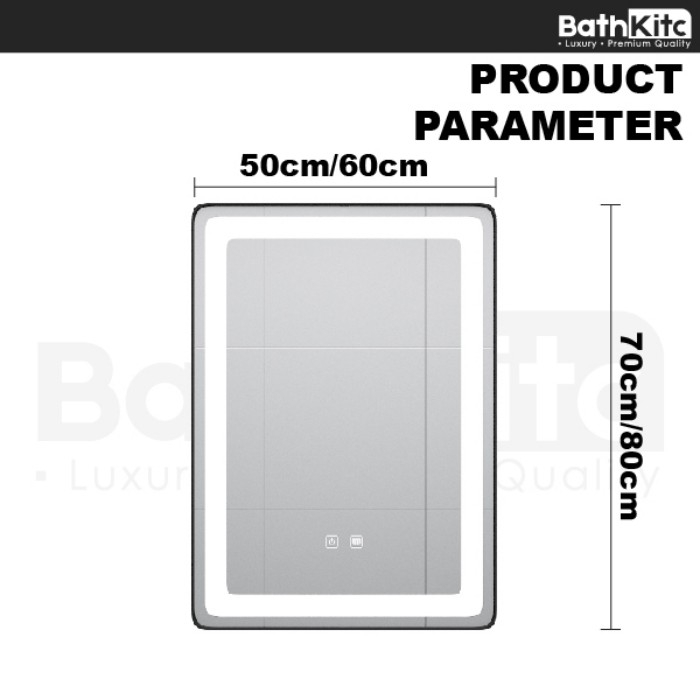 Bathroom Bedroom Mirror LED Light Mirror Rectangle Anti-Fog Mirror ...