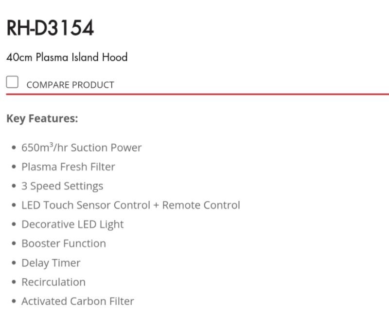 Rinnai RH-D3154 - Island Hoods / Pendant Island Hood / Cooker Hood / Plasma Hood | Shopee Malaysia