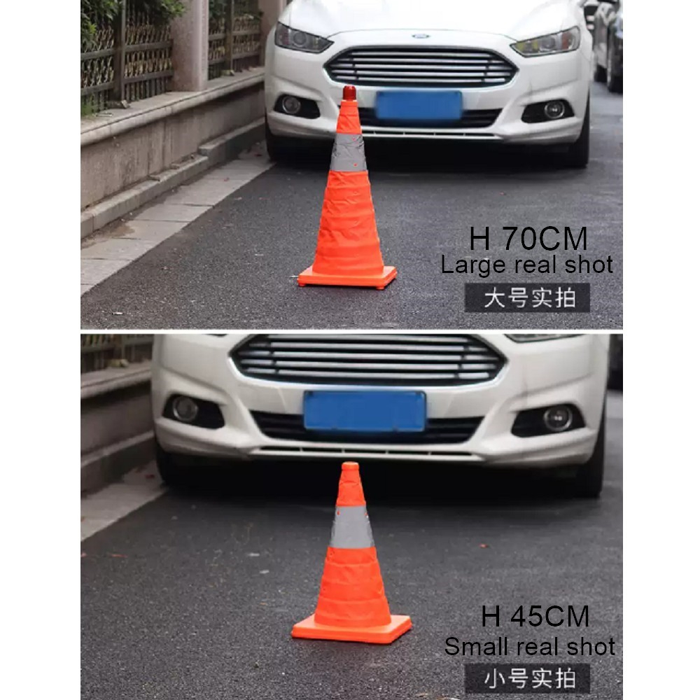 TRENY [70CM] PORTABLE EXPANDABLE FOLDABLE SAFETY TRAFFIC ROAD CONE ...