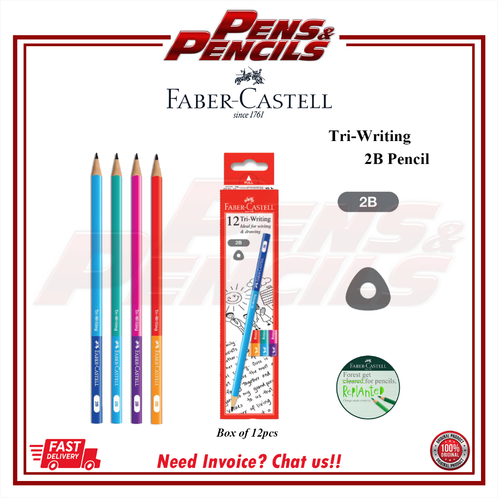 Faber-Castell Tri-Writing 2B Pencils 311808 (Box of 12) | Shopee Malaysia