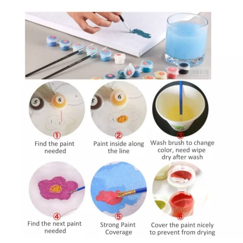 Doraemon and Pikachu Family 20*20cm Diy Digital Oil Painting by Numbers ...