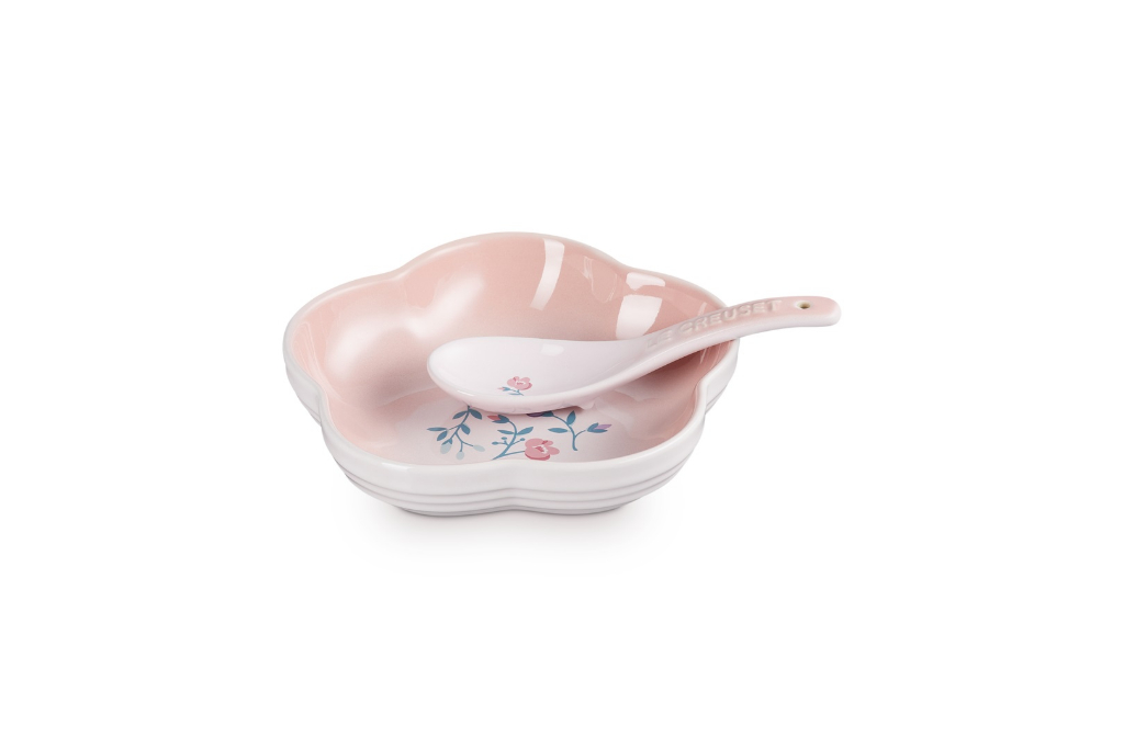 Le Creuset Stoneware Petite Fleur Flower Dish 16cm with Chinese Spoon ...