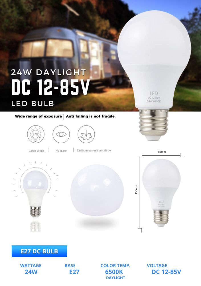 DC 12-85V LED Bulb Low Voltage High Brightness For Camping Mentol Bulb ...