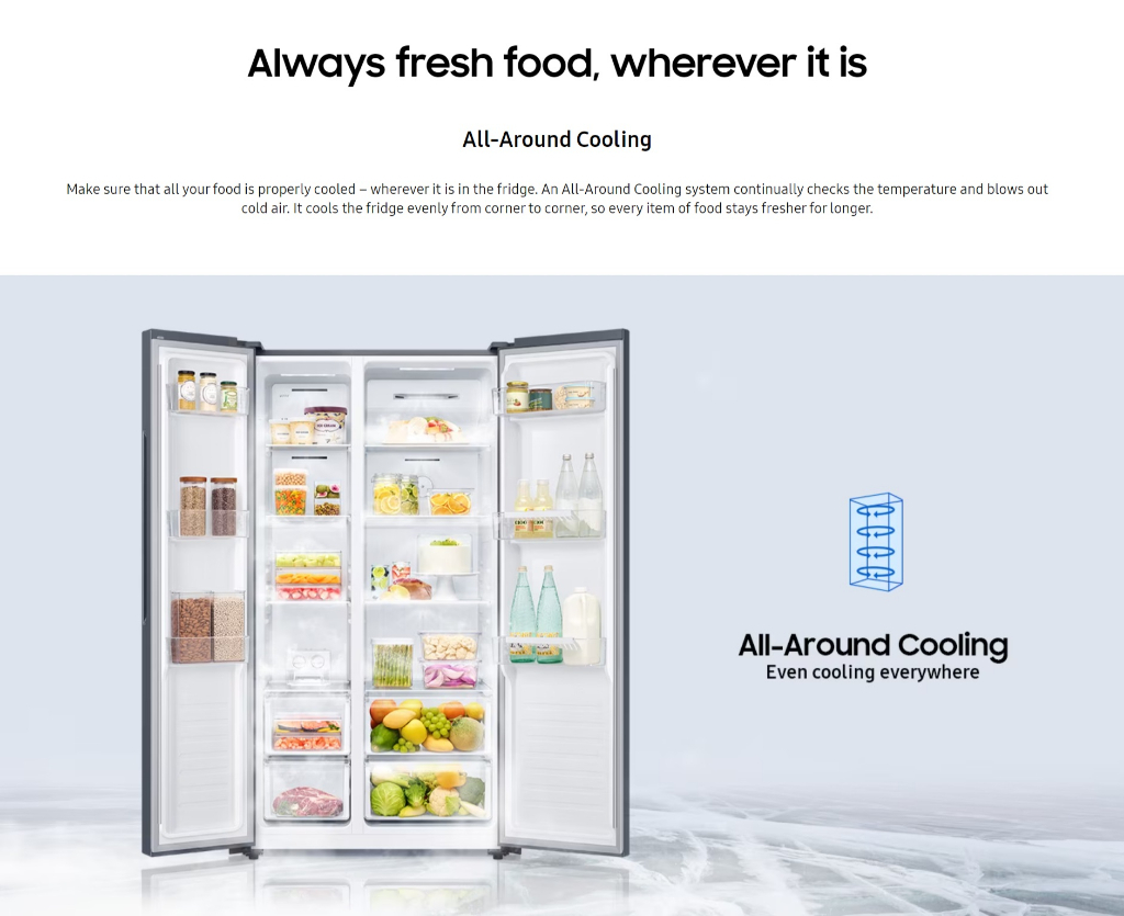 Samsung 550L Side by side with Modern and Sleek Design RS52B3000M9/ME ...
