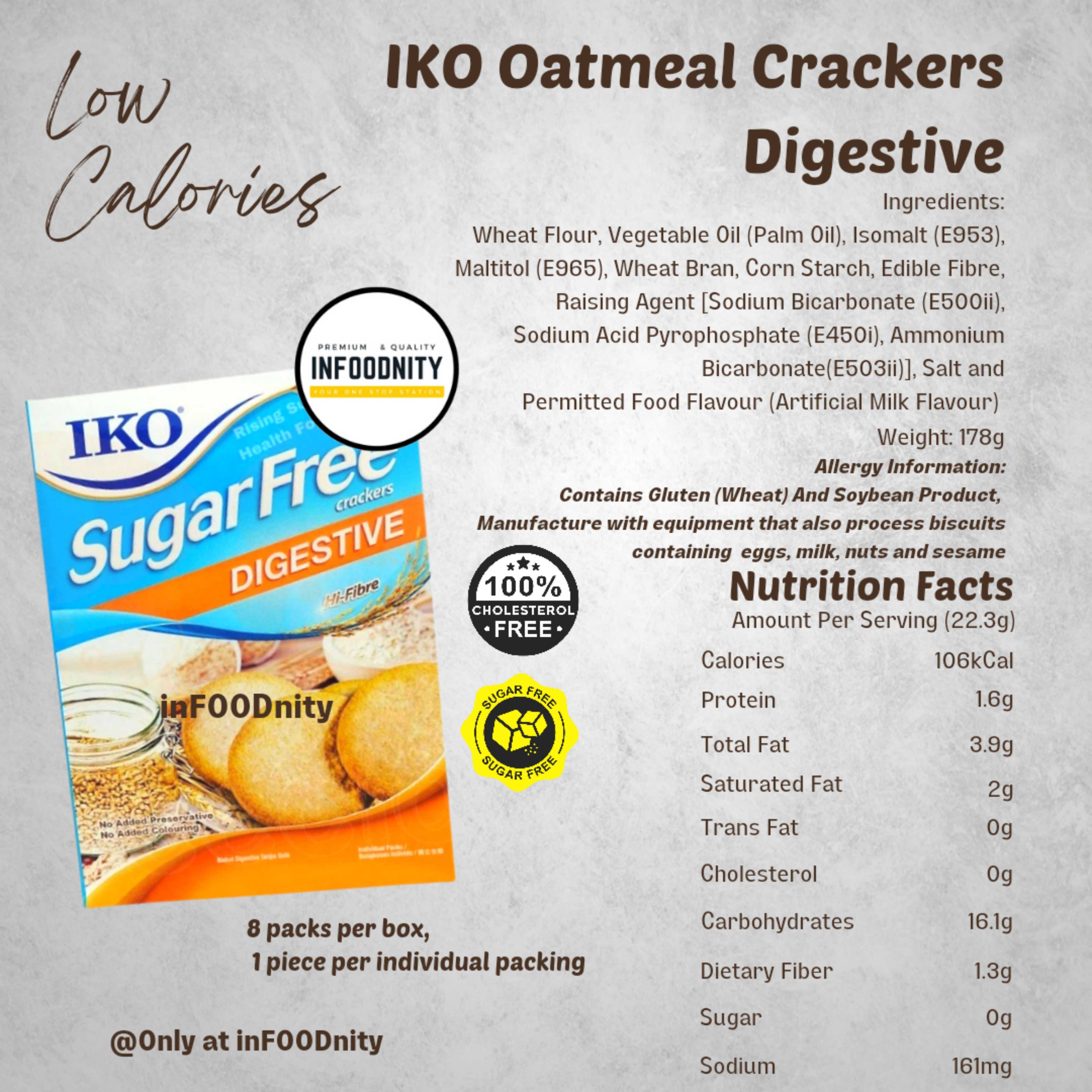 [COMBO 6] IKO Sugar Free Oat Crackers Healthy Oat Cookies Diet Snacks ...