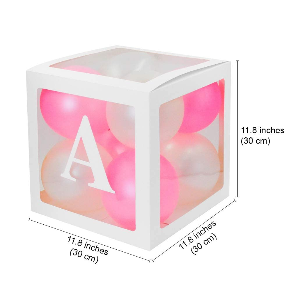 A-Z DIY Transparent Balloon Box Birthday Wedding Custom Name Balloon ...