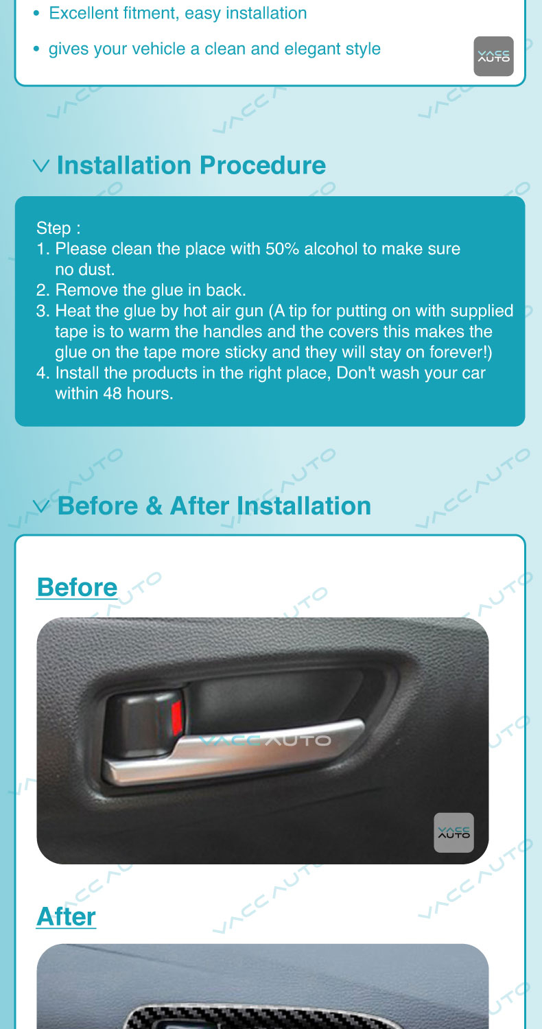 Toyota Altis E210 (2021 - 2026 ) Inner Door Handle Carbon Cover Vacc ...