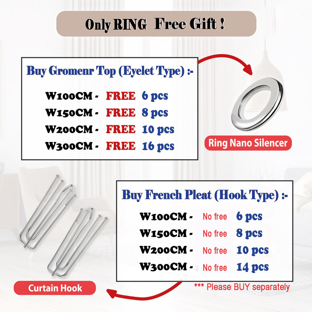 SHEER Siap Jahit!! (Hook/Ring) Langsir lining, syer plain, Promosi ...
