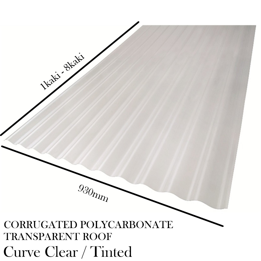 7ft 10ft 1mm PC FRP ATAP CERAH LUTSINAR Roofing TRANSPARENT ROOF ...