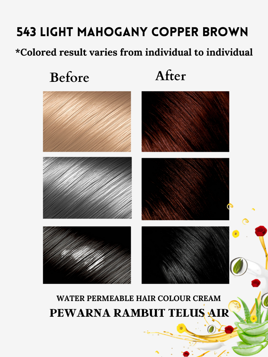 Quick Touch 5 Minit Pewarna Rambut 543 Coklat Tembaga Mahogani Cerah ...