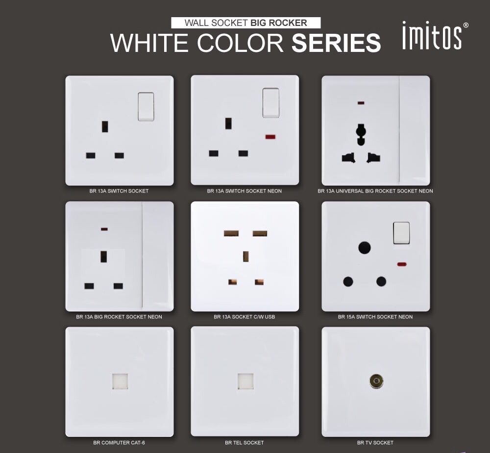 IMITOS 【SIRIM】SWITCH SWITCHES SOCKET 1/2/3/4 GANG 1/2 WAY TV TEL BELL ...