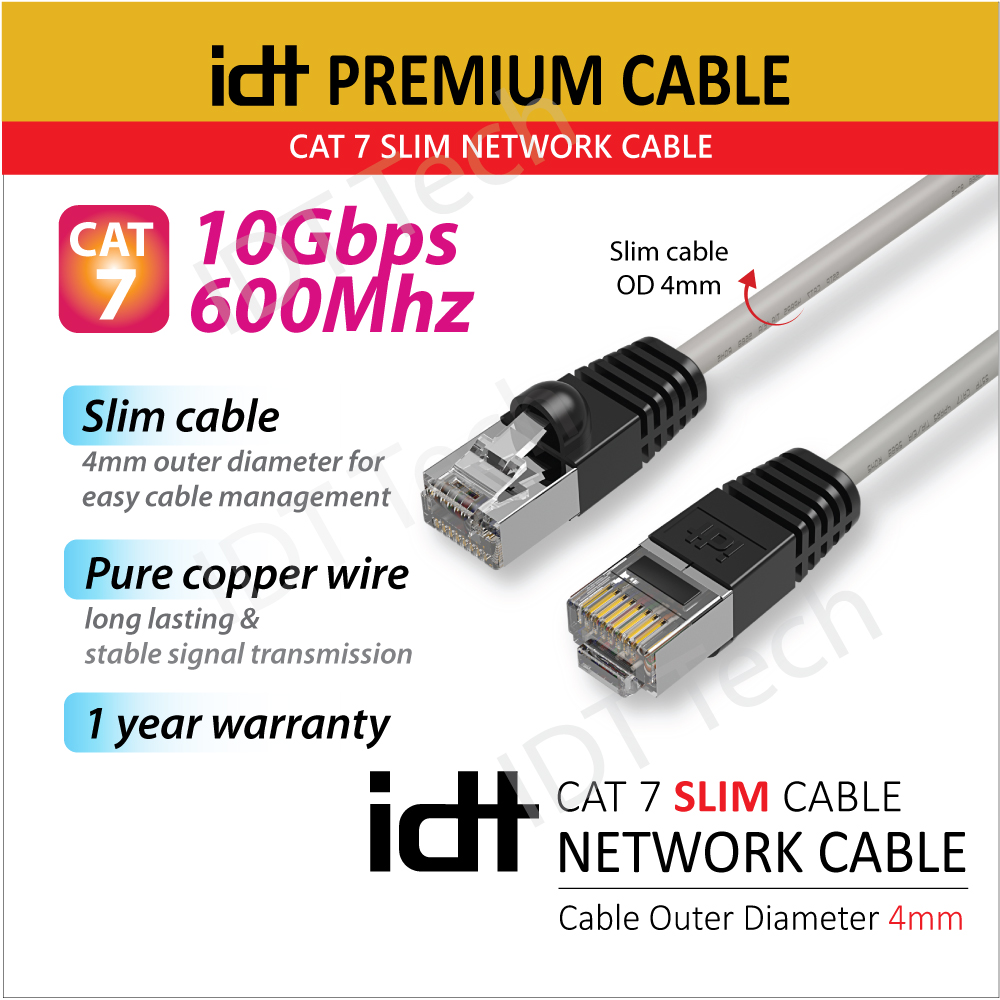 IDT Cat 7 Slim Network Cable Ethernet Cable Cat 7 Patch Cord RJ45 Round LAN SFTP Cable Support ...