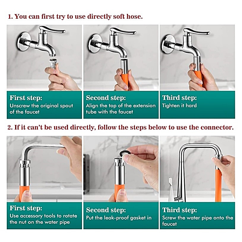 Faucet Extension Extender Rotating Water Tap Extension Pipe Kitchen ...