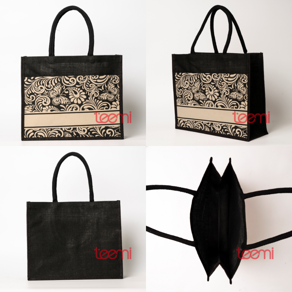 TEEMI Beg Tangan Wanita Letak Nama Personalized Jute Bag Logo Custom ...