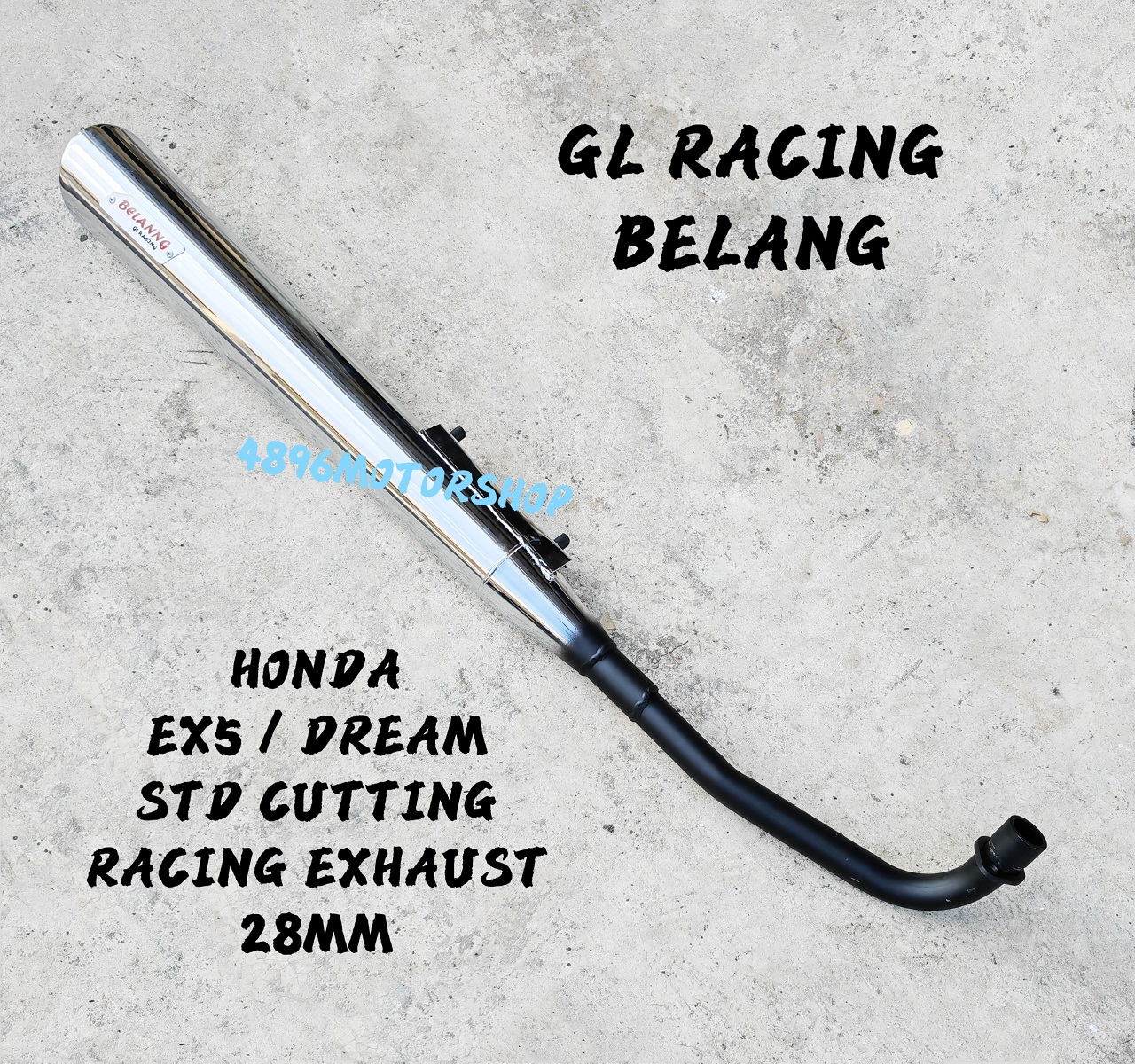 28MM GL RACING BELANG EXHAUST PIPE HONDA EX5 / EX5 DREAM KRISS BERANG OPEN RACING EXHUAST PIPE ...